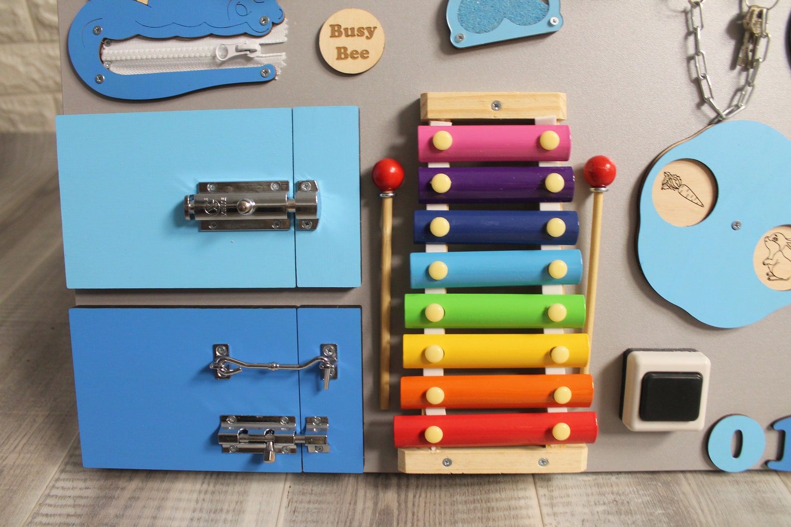 Baby Boy Gift, Motorik Busy Board 80x60 Cm, Fidget Toys, First Birthday ...