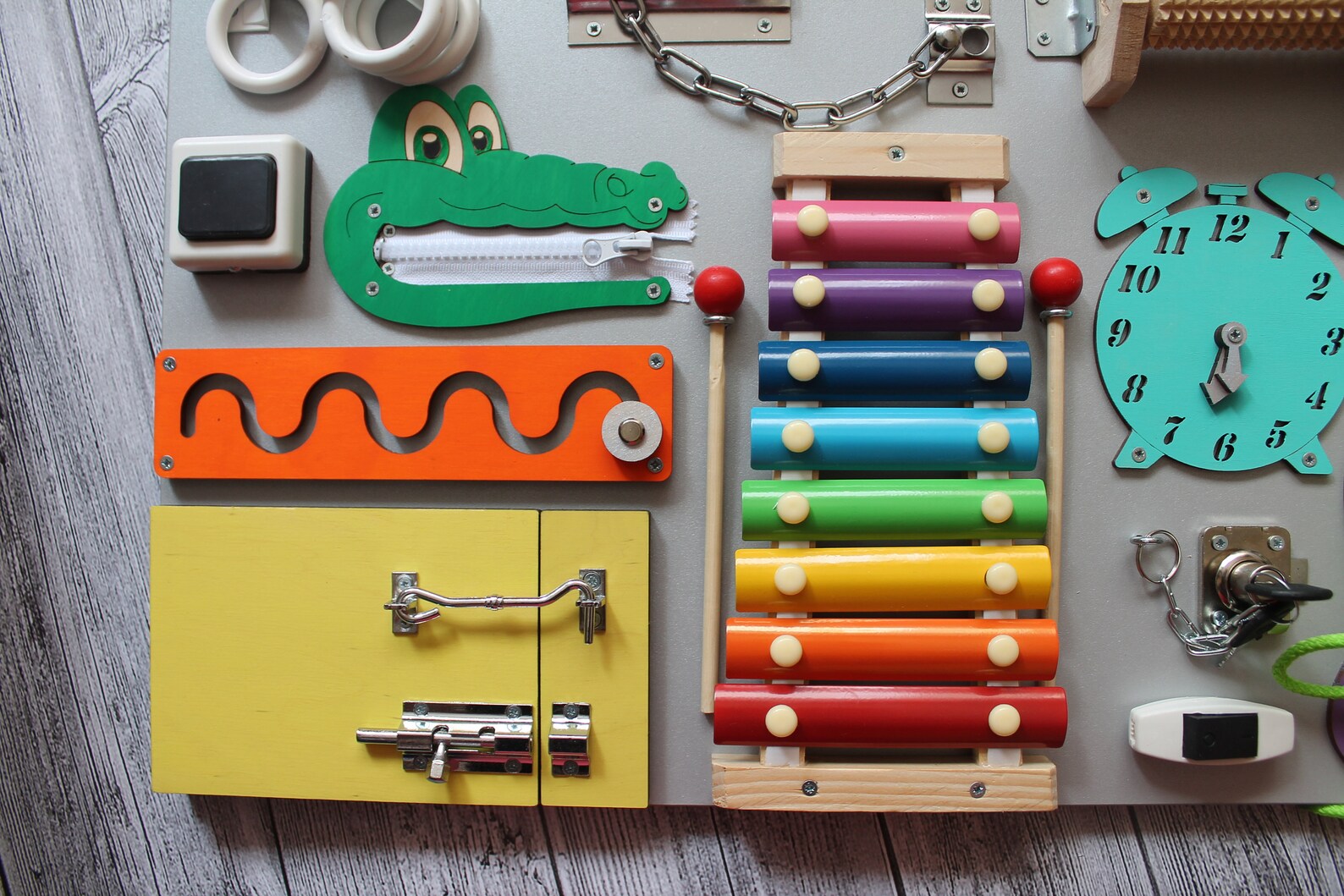 Rainbow Baby Gift Busy Board 70x50cm 27,5х19,6, Toddler Busyboard ...