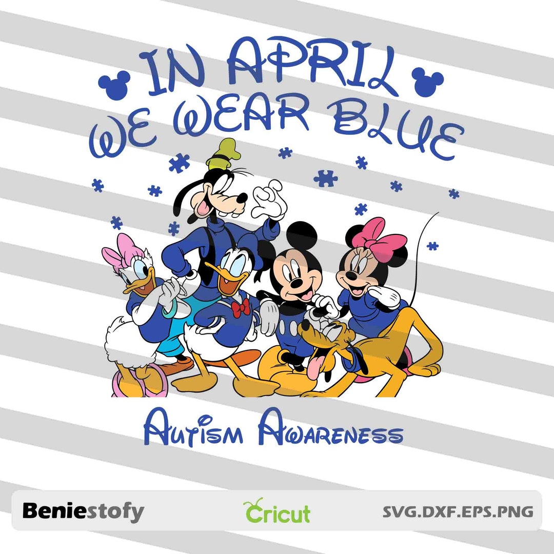 Mouse and Autism Awareness in April We Wear Blue Svg, Mouse Svg ...
