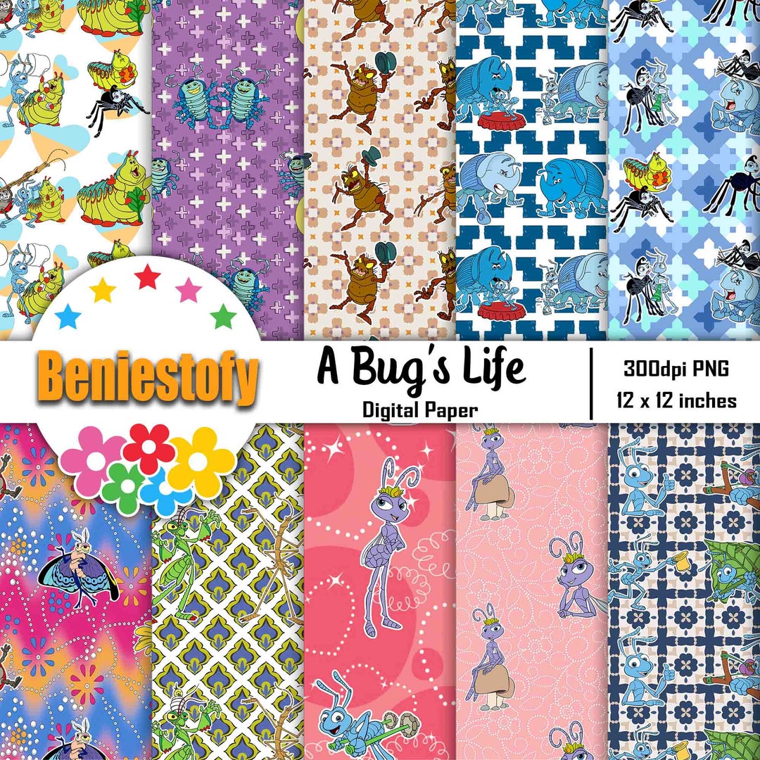 Insects Seamless Pattern, Scrapbook, Digital Paper, Wallpaper ...