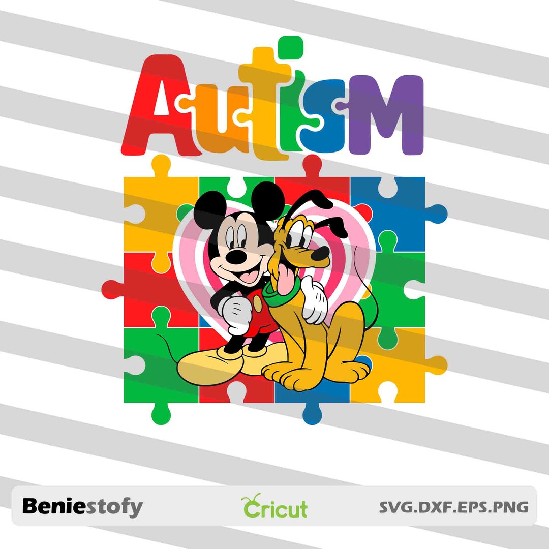 Cute Mouse Autism Heart Svg, Mouse Svg, Mouse Autism Svg, Cartoon Svg ...