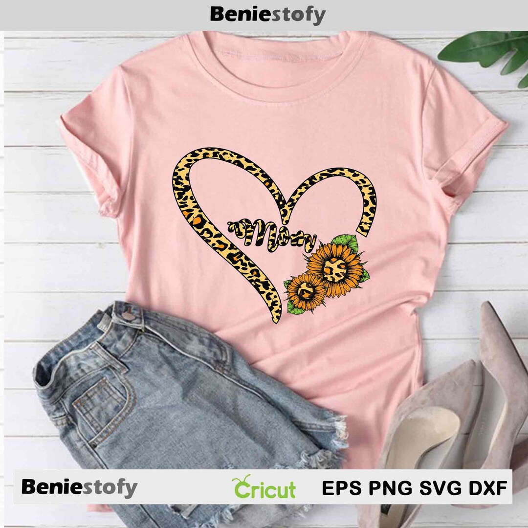 I Love Mom Svg Leopard Mom Svg Leopard Heart Svg Leopard Sunflower