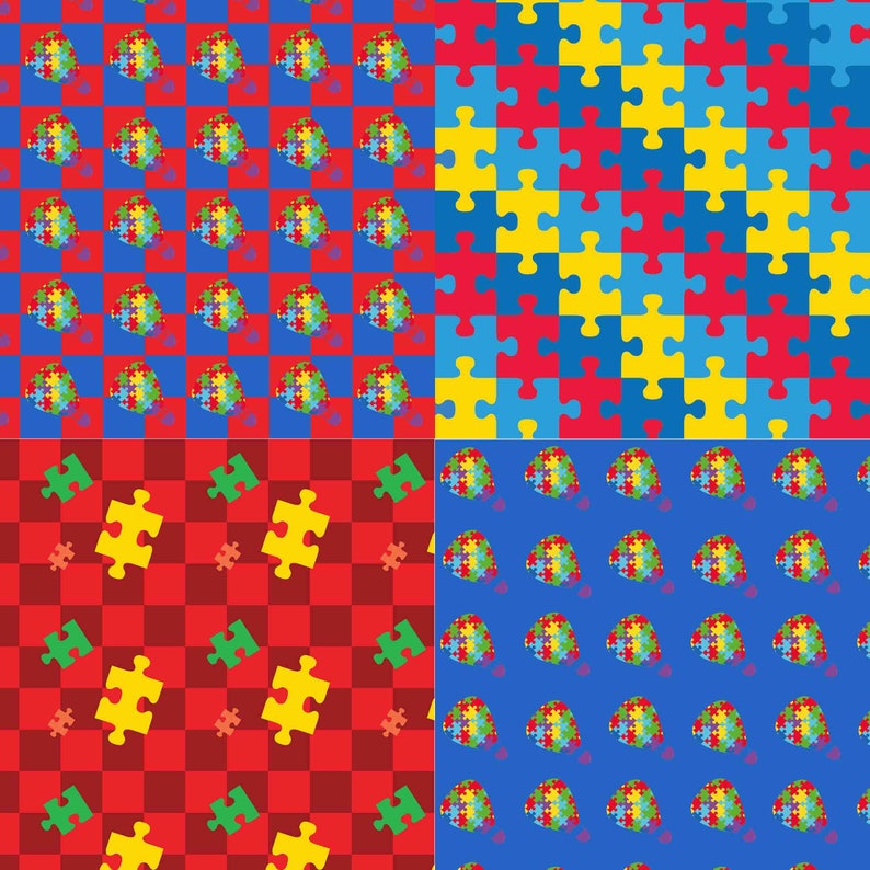 Autism Awareness Seamless Pattern, Digital Papers, Scrapbook Papers ...