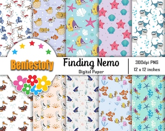 Finding Fish Seamless Pattern, Digital Papers, Scrapbook Papers ...