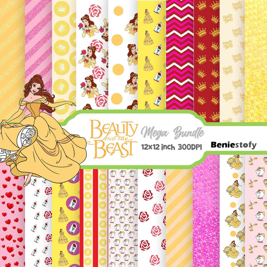 Digital Paper Pack, Scrapbook Papers, Pink and Yellow Background ...
