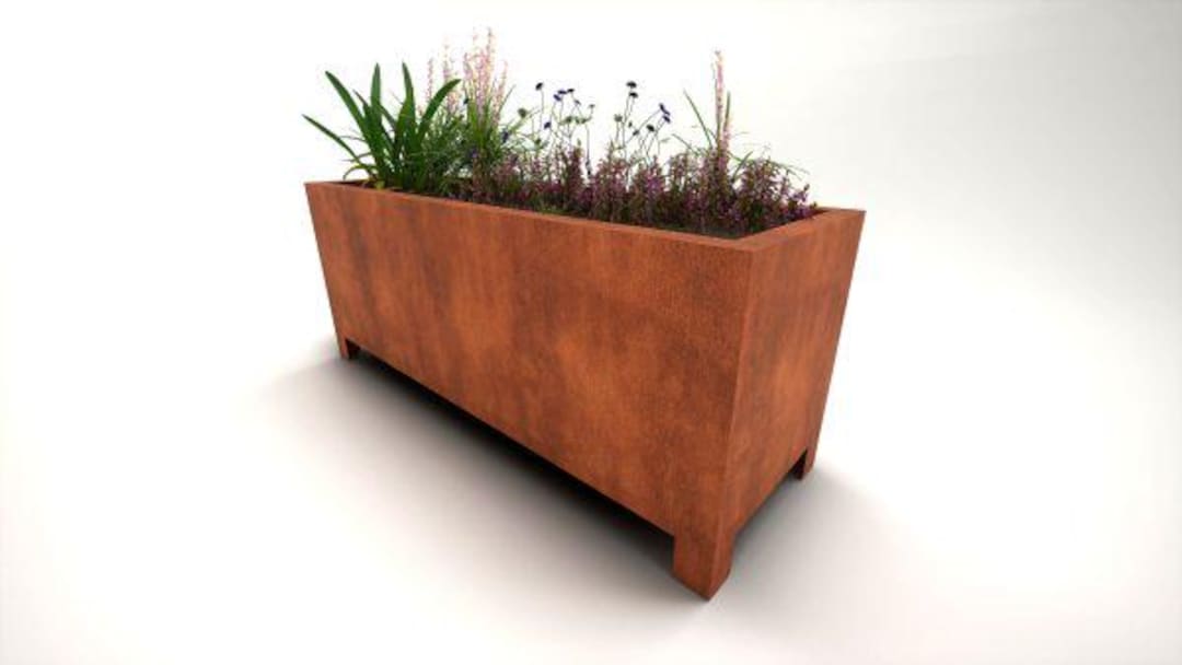 Arden Corten Steel Trough Planter With Feet - Etsy