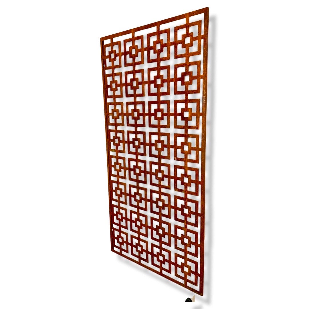 Laser Cut Steel Garden Privacy Decorative Screen Panels With Squares ...