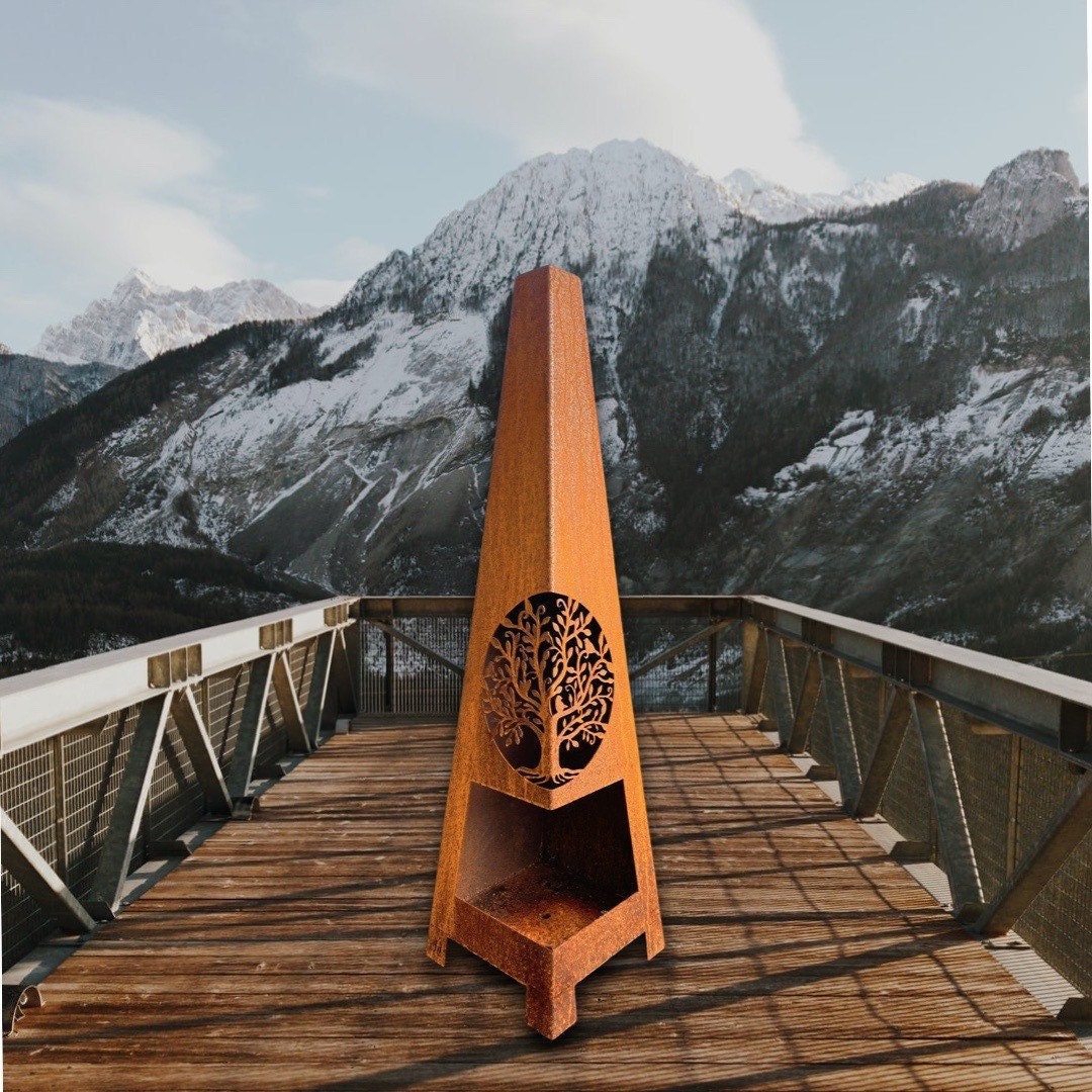 Tree of Life - Laser Cut Steel Garden Chiminea, Patio Heater, Log ...