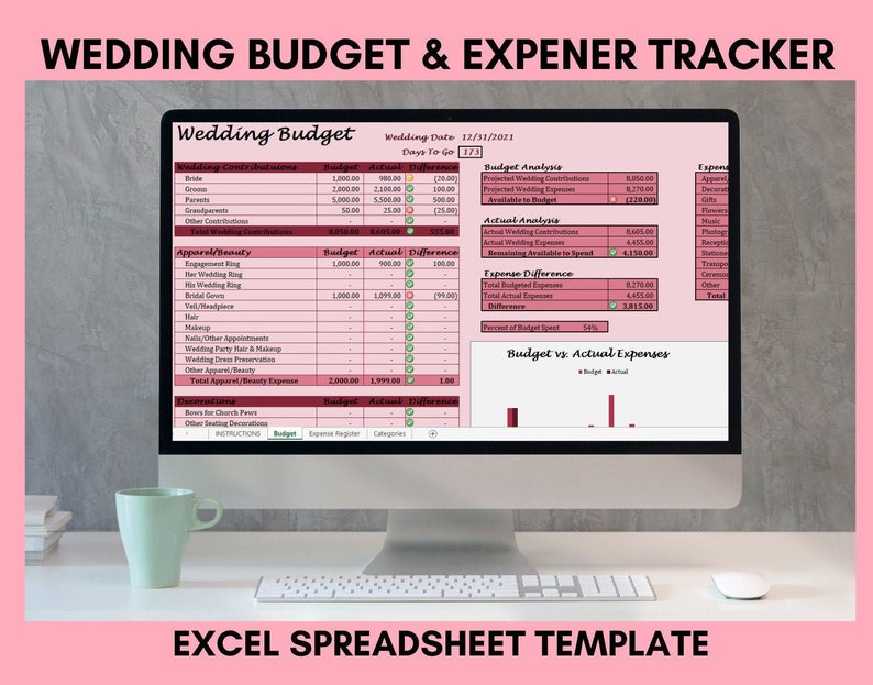 Wedding Budget Excel Wedding Expense Tracker Wedding Budget | Etsy