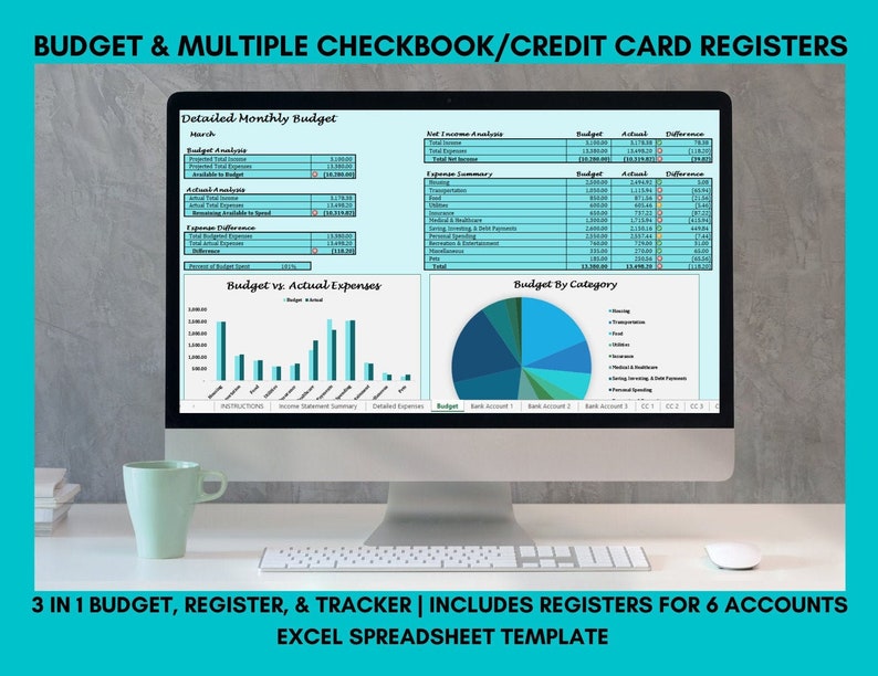 Budget, 6 Registers in 1, Checkbook and Credit Card Register and ...