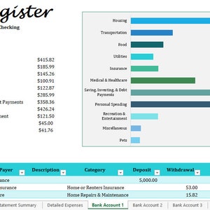 6 Registers in 1, Checkbook and Credit Card Register & Expense Tracker ...