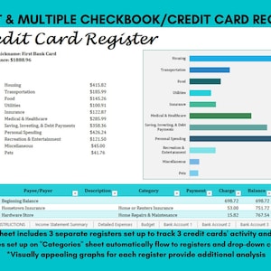 Budget, 6 Registers in 1, Checkbook and Credit Card Register and ...