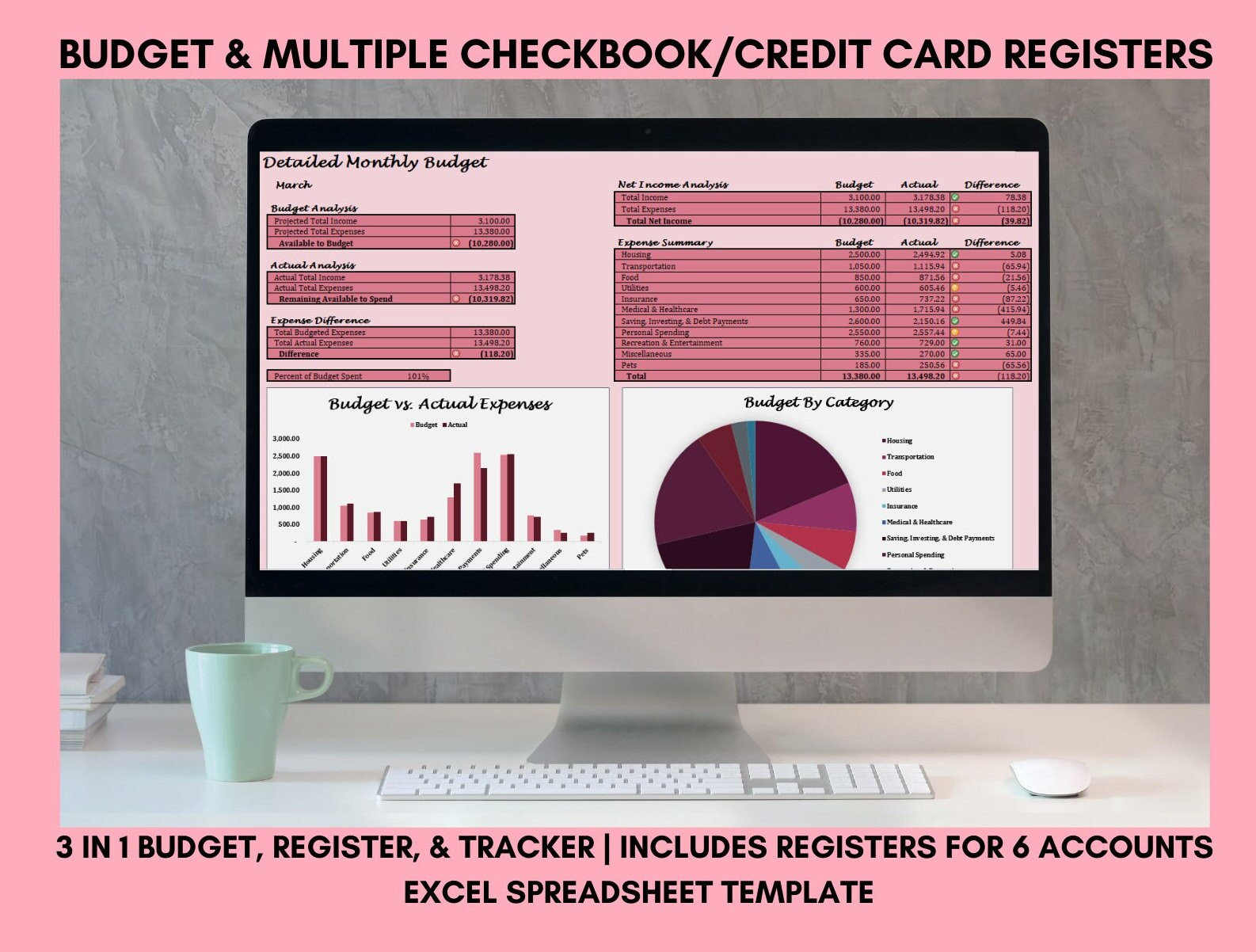 Budget, 6 Registers in 1, Checkbook and Credit Card Register and ...