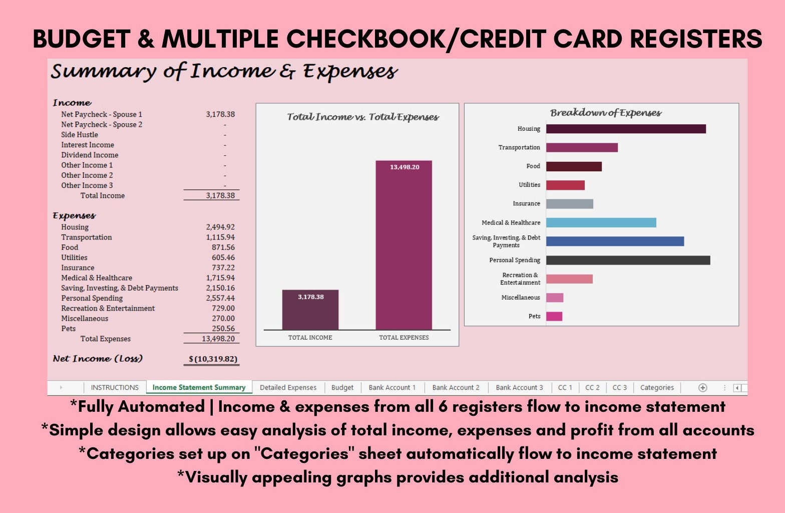 Budget, 6 Registers in 1, Checkbook and Credit Card Register and ...