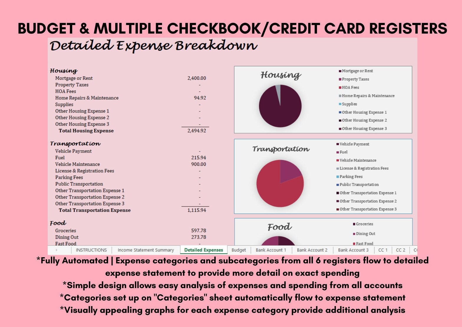 Budget, 6 Registers in 1, Checkbook and Credit Card Register and ...
