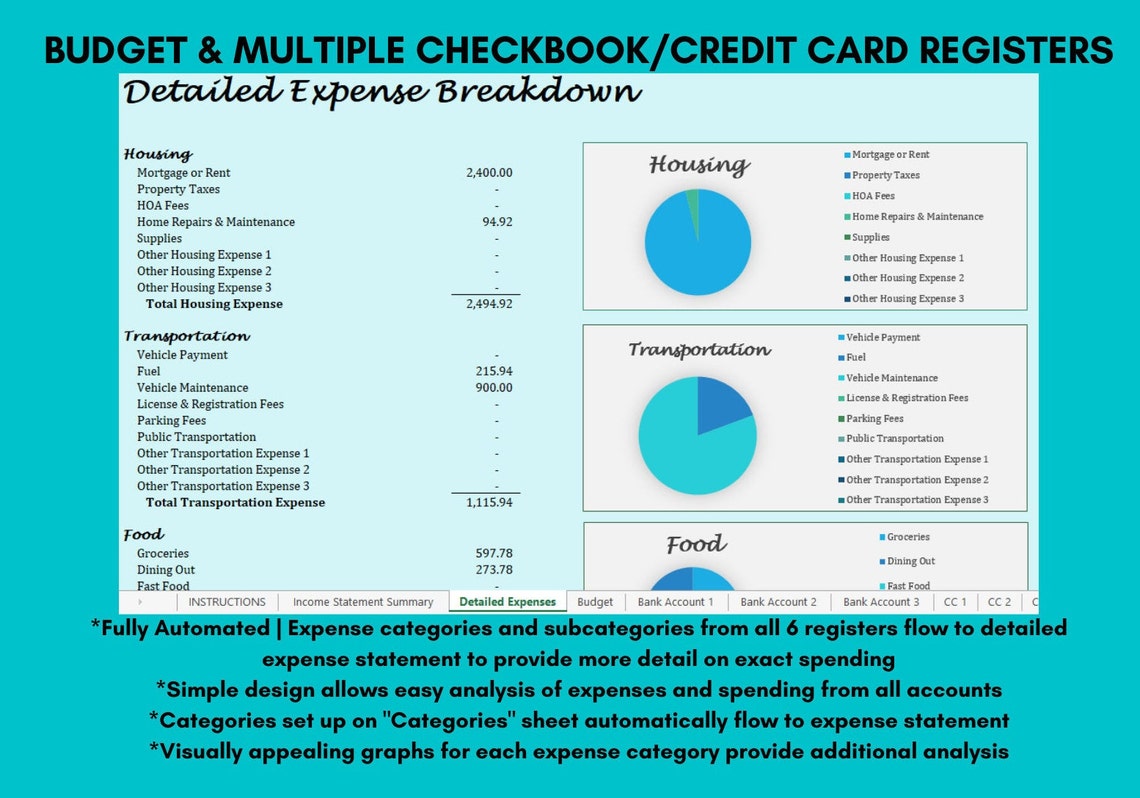 Budget, 6 Registers in 1, Checkbook and Credit Card Register and ...