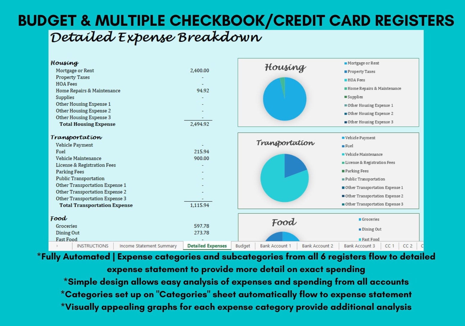 Budget, 6 Registers in 1, Checkbook and Credit Card Register and ...