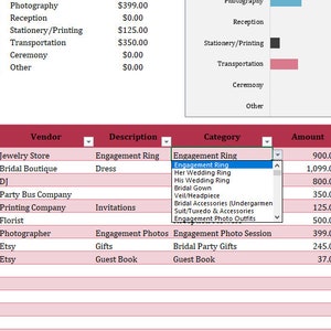 Wedding Budget Excel Wedding Expense Tracker Wedding Budget | Etsy