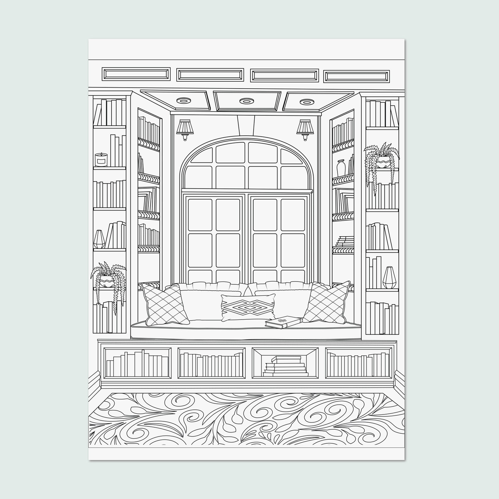 Interior Design Coloring Pages vol 4, Printable Adult Coloring Pages ...