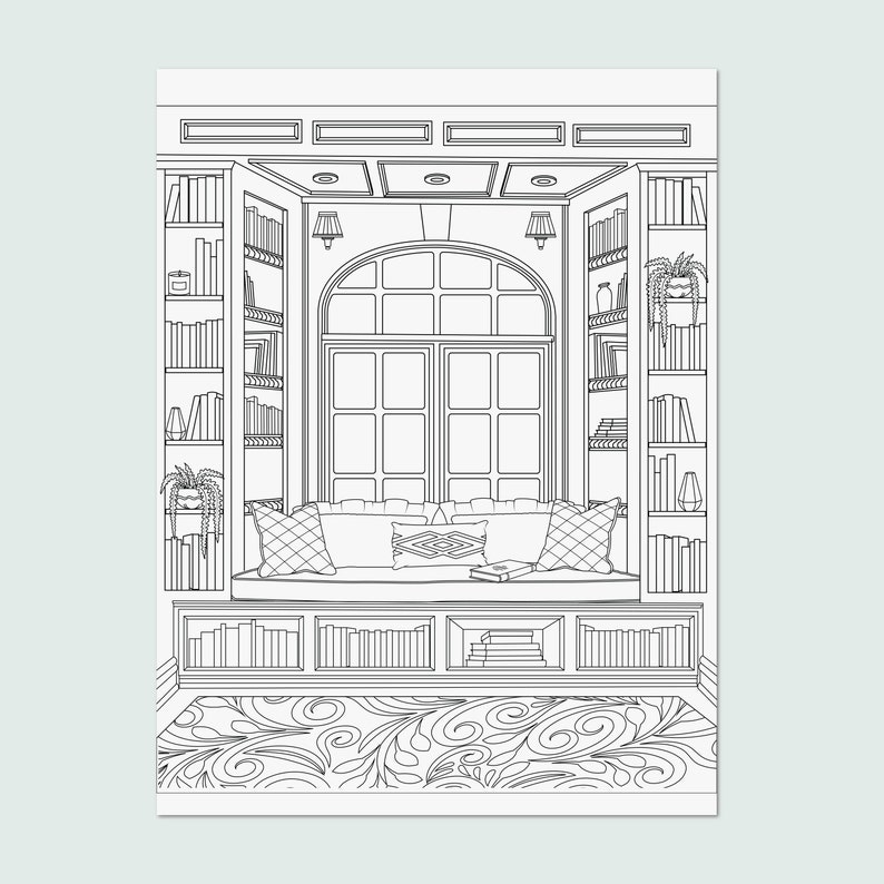 Interior Design Coloring Pages vol 4, Printable Adult Coloring Pages ...