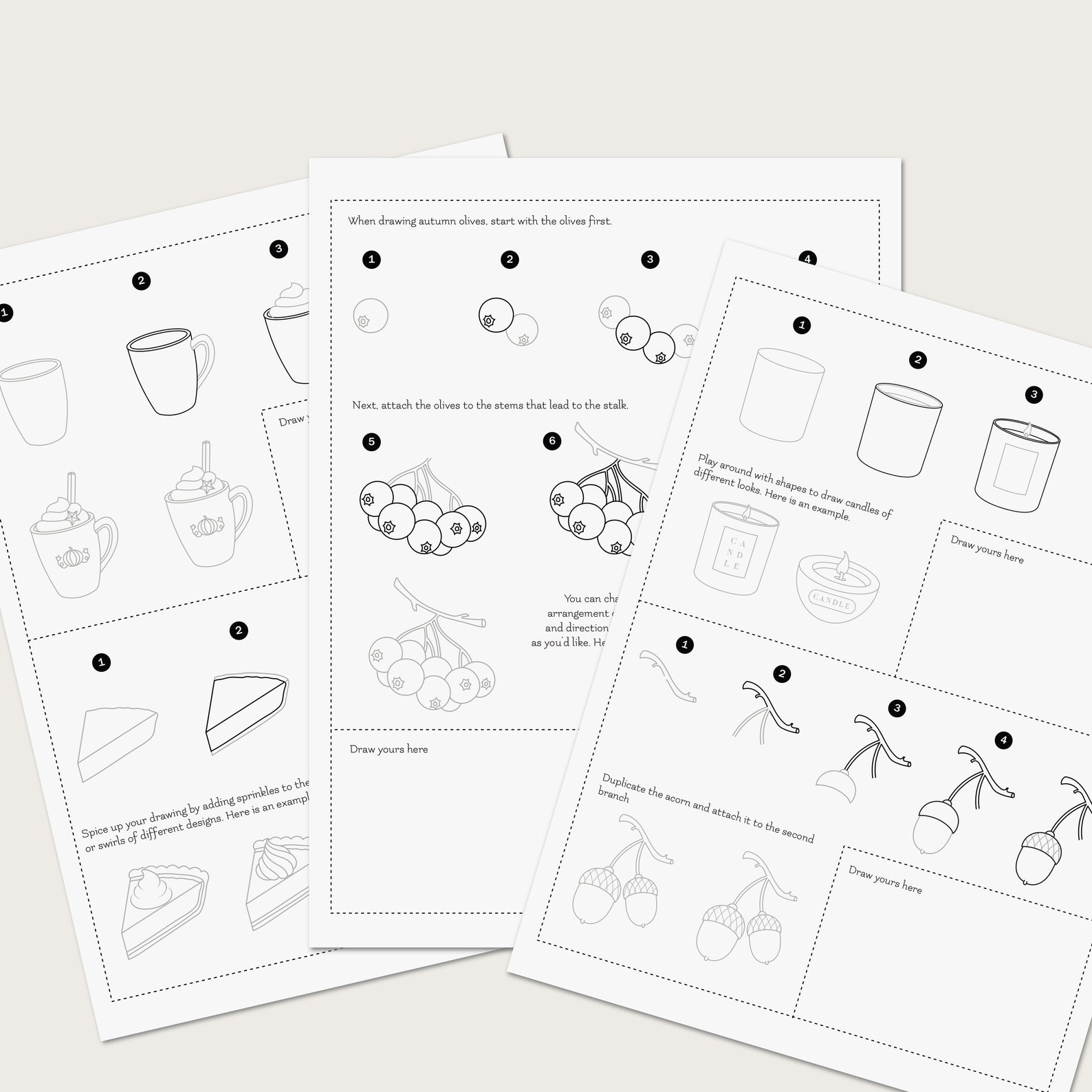 How to Draw Fall Doodles A Step by Step Guide on How to Draw - Etsy