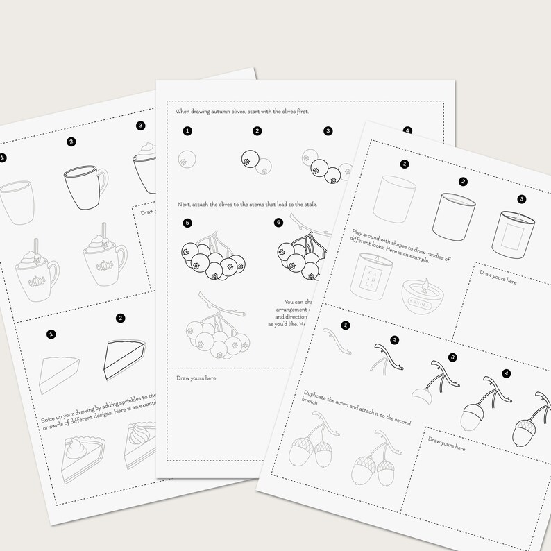 How to Draw Fall Doodles A Step by Step Guide on How to Draw - Etsy