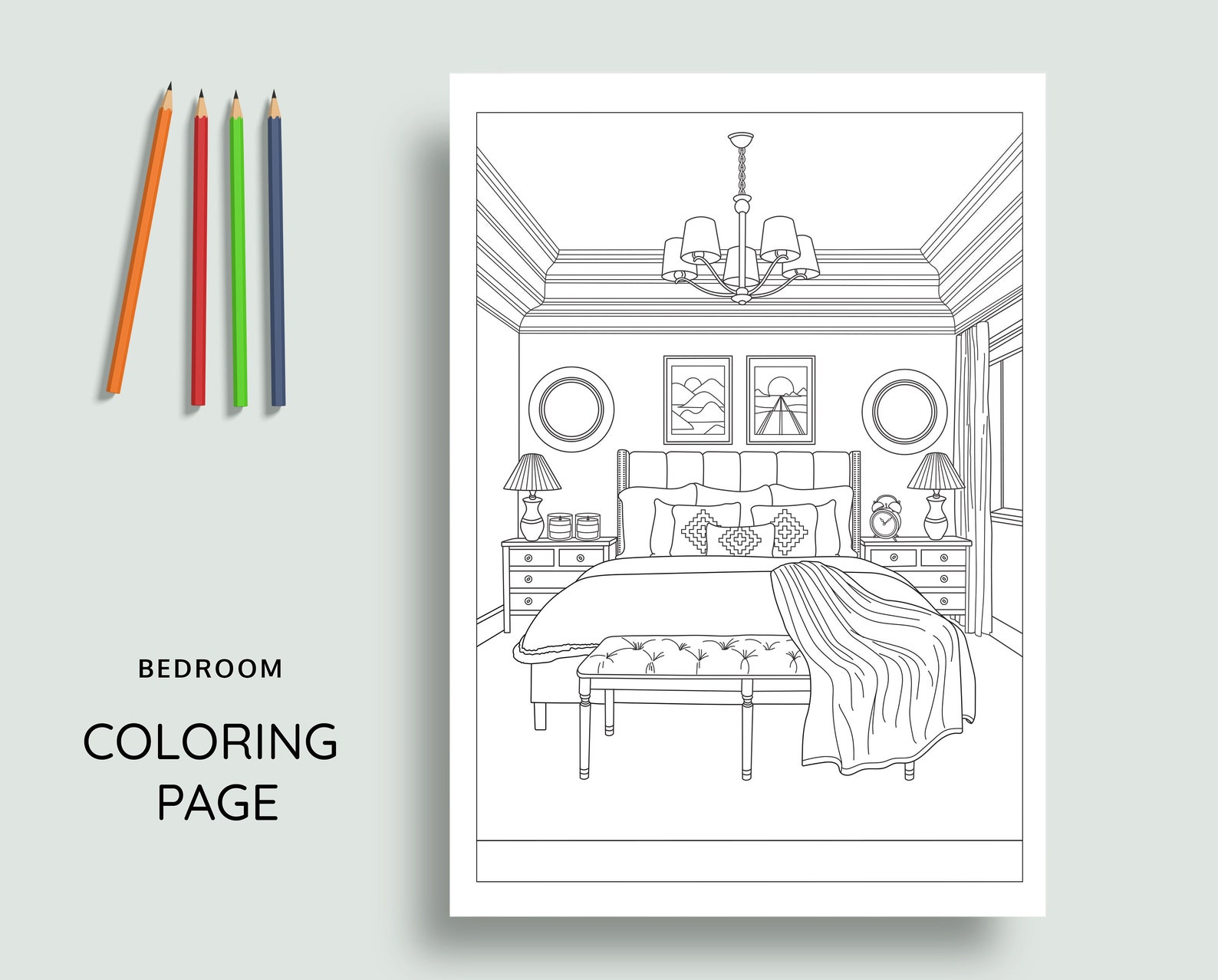 Interior Design Coloring Pages vol 1 Printable Adult - Etsy