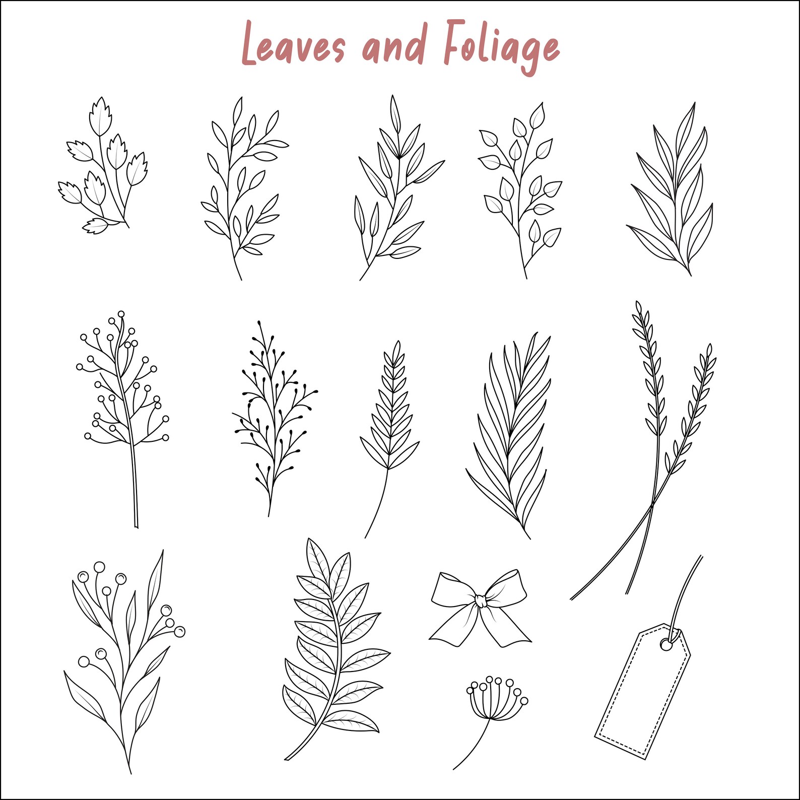 Hand Drawn Flower Sets, Individual Flowers, Leaves, Stalks and Wreaths ...