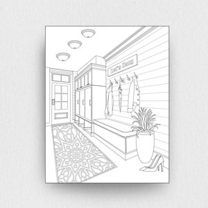 Interior Design Coloring Pages (vol 3), Printable Adult Coloring Pages ...