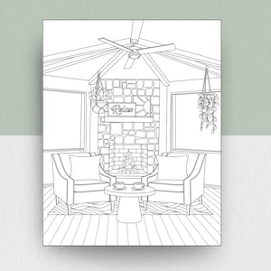 Interior Design Coloring Pages (vol 2), Printable Adult Coloring Pages ...
