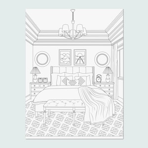 Interior Design Coloring Pages (vol 1), Printable Adult Coloring Pages ...