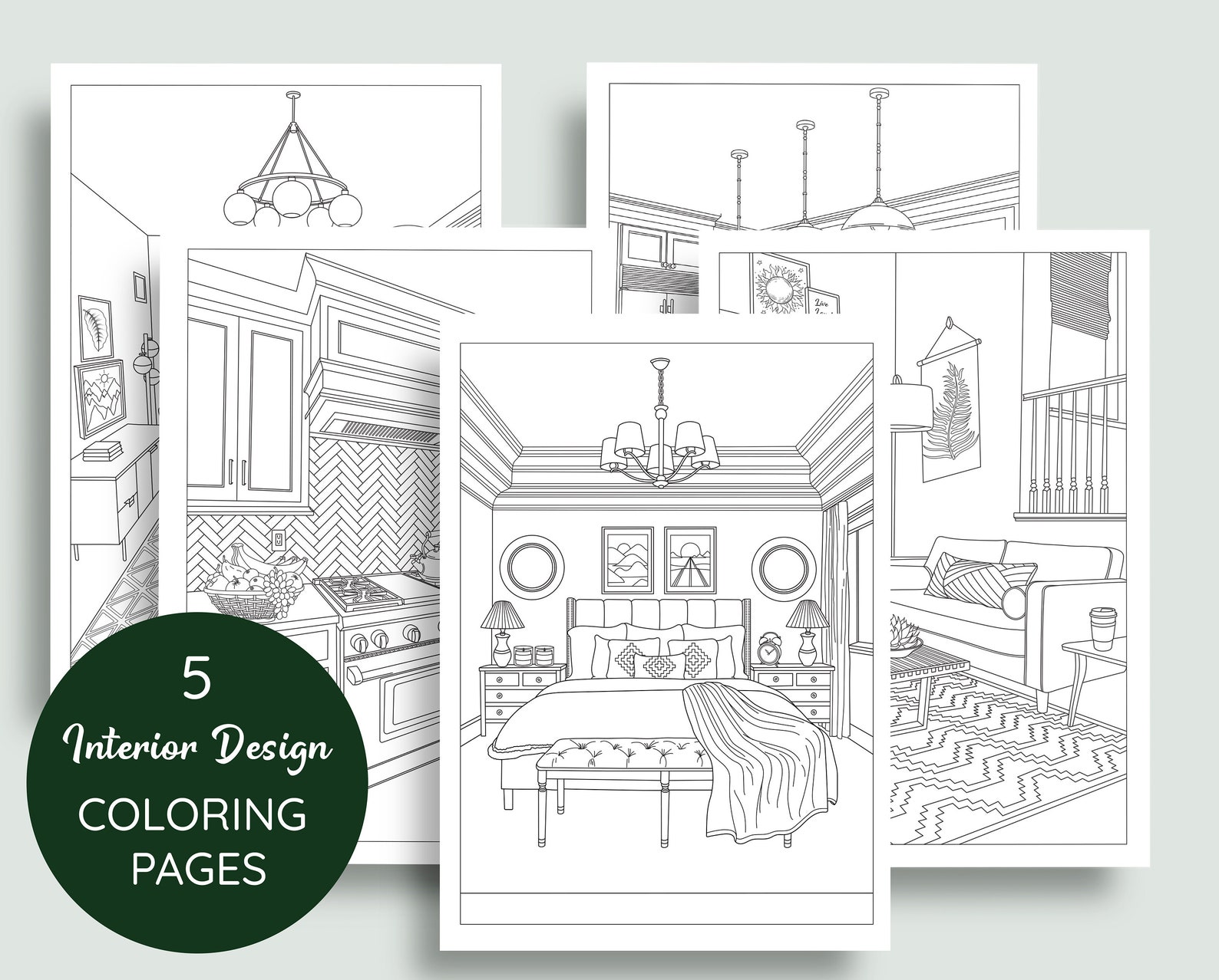 Interior Design Coloring Pages vol 1 Printable Adult - Etsy