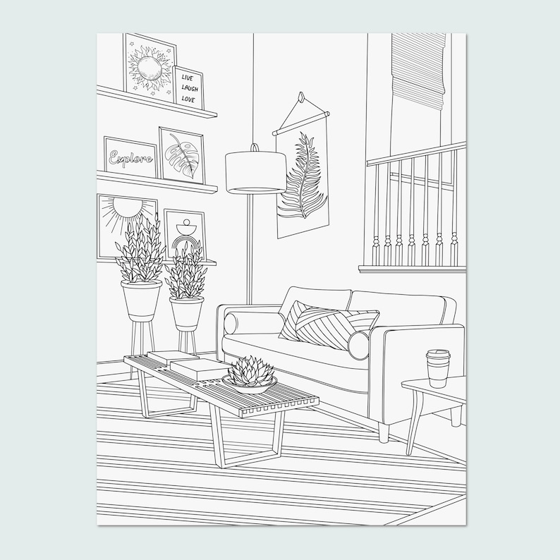 Interior Design Coloring Pages vol 1 Printable Adult - Etsy Canada