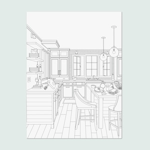 Interior Design Coloring Pages (vol 4), Printable Adult Coloring Pages ...