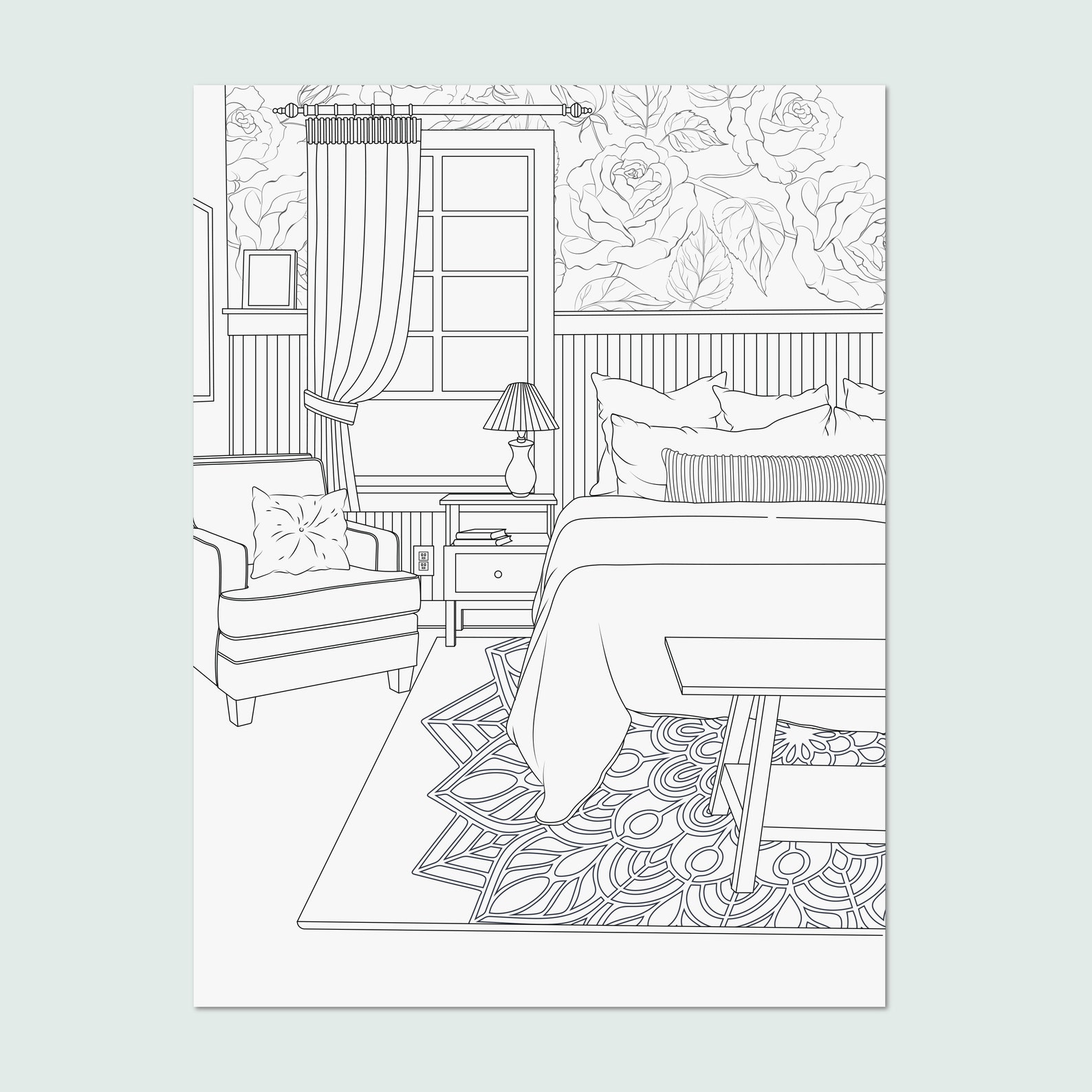 Interior Design Coloring Pages vol 4, Printable Adult Coloring Pages ...