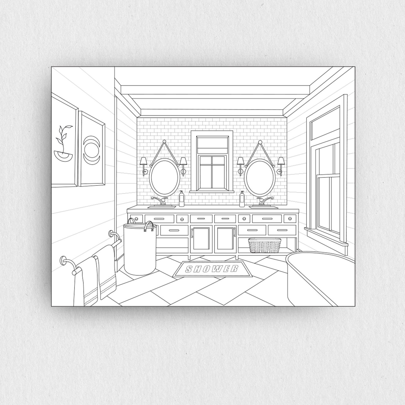 Interior Design Coloring Pages vol 3, Printable Adult Coloring Pages ...
