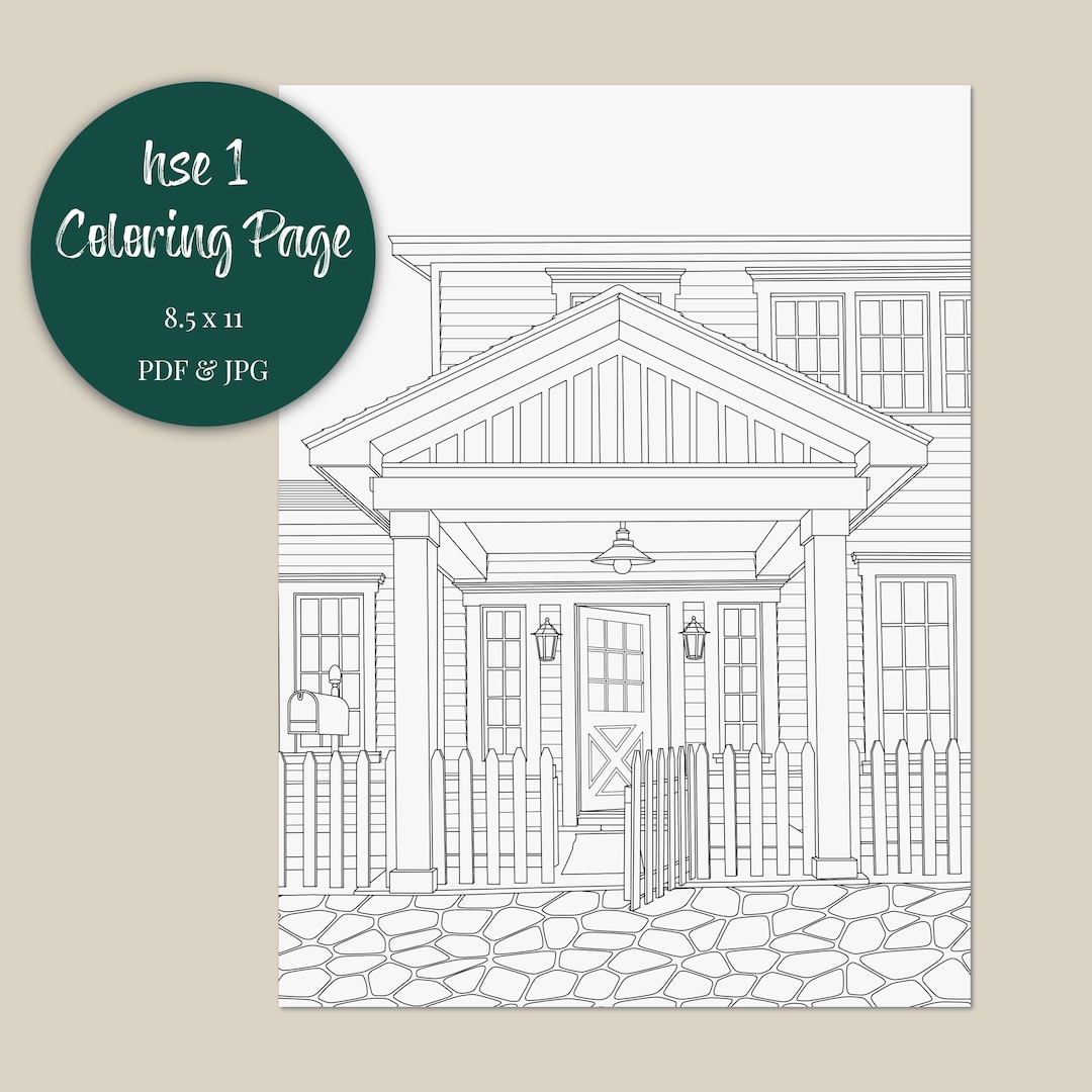 Exterior Home Design Coloring Page (house 1), Printable Adult Coloring ...