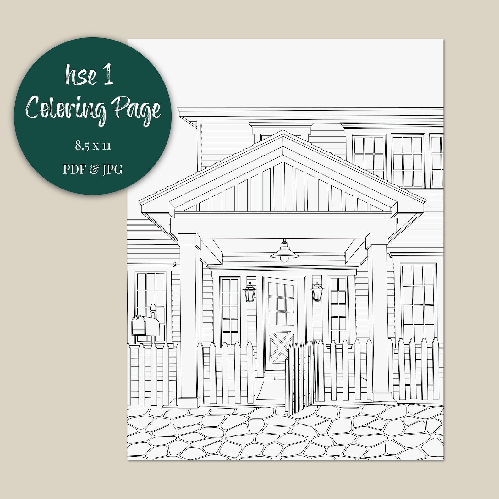 Exterior Home Design Coloring Page (house 1), Printable Adult Coloring ...