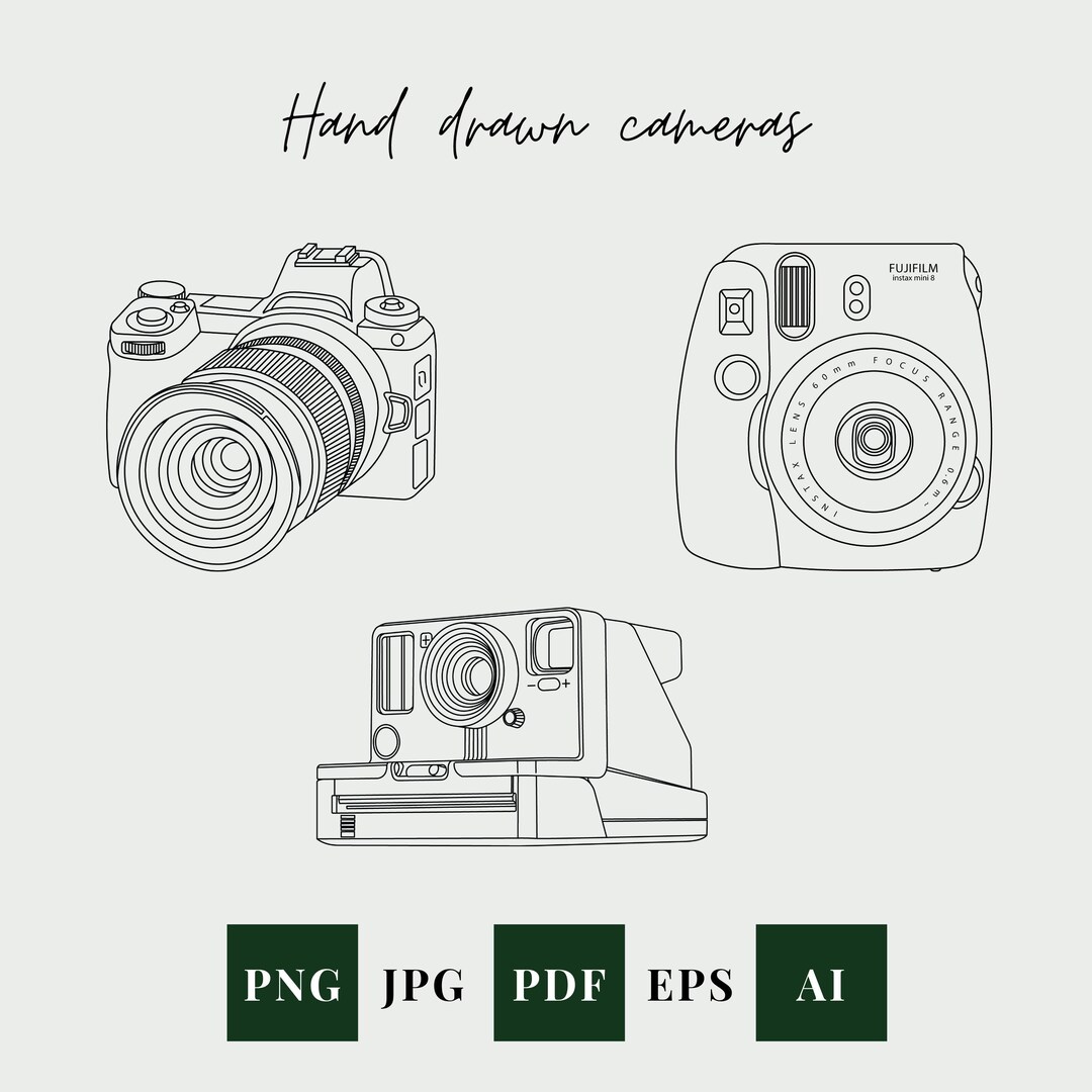 Camera Clipart, Hand Drawn Camera, Camera PNG, Line Art, Instant ...
