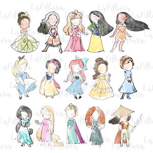 Watercolor Princess PNG, Princess Clipart, All Princess Printable ...