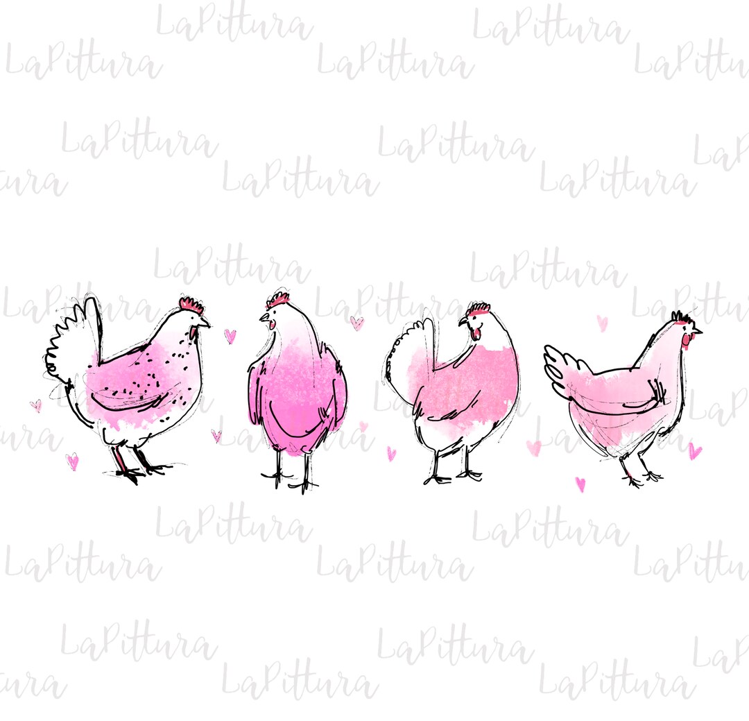 Valentine Day Png, Funny Chicken Png, Watercolor Chickens, Pink ...
