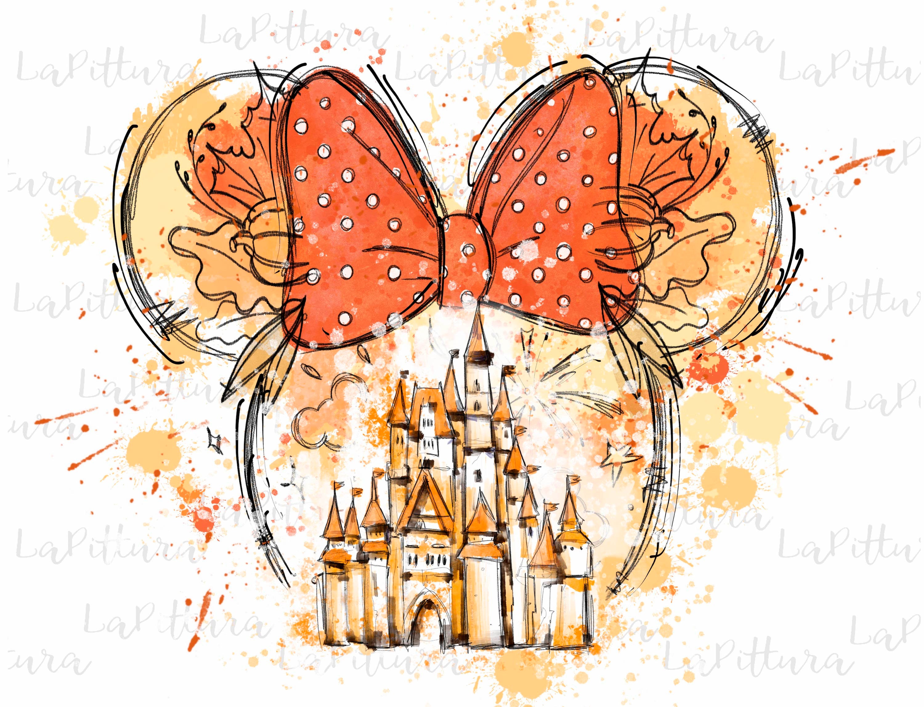 Fall Castle Doodles Watercolor Doodle PNG Pumpkin Png Hello - Etsy
