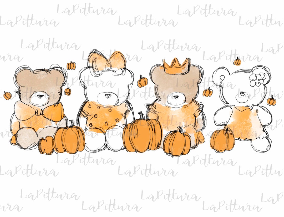Teddy Bear Fall Png, Teddy Bear Pumpkin, Fall Clipart Printable Digital ...
