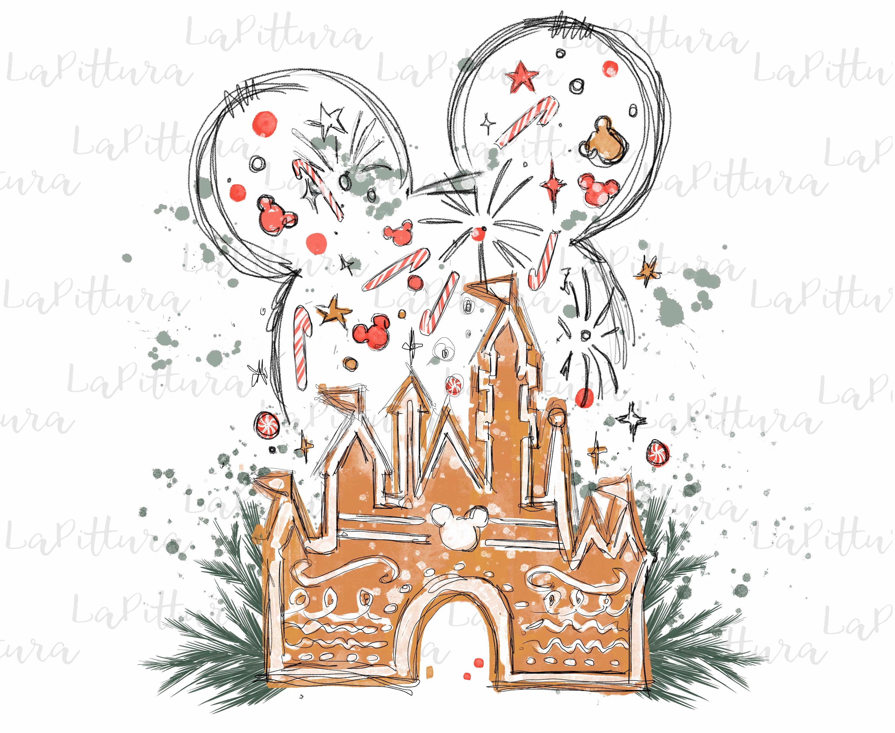 Watercolor Christmas PNG Castle Clipart Printable Digital - Etsy