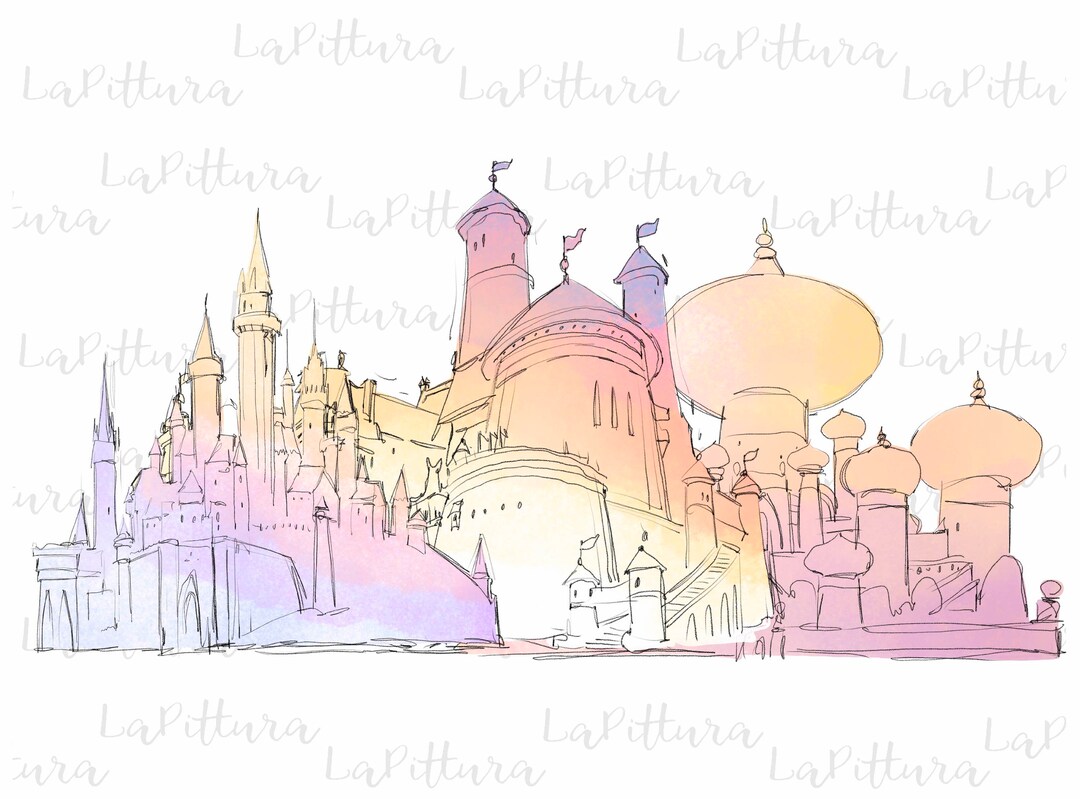 Watercolor PNG Castle Clipart Printable Digital Download - Etsy