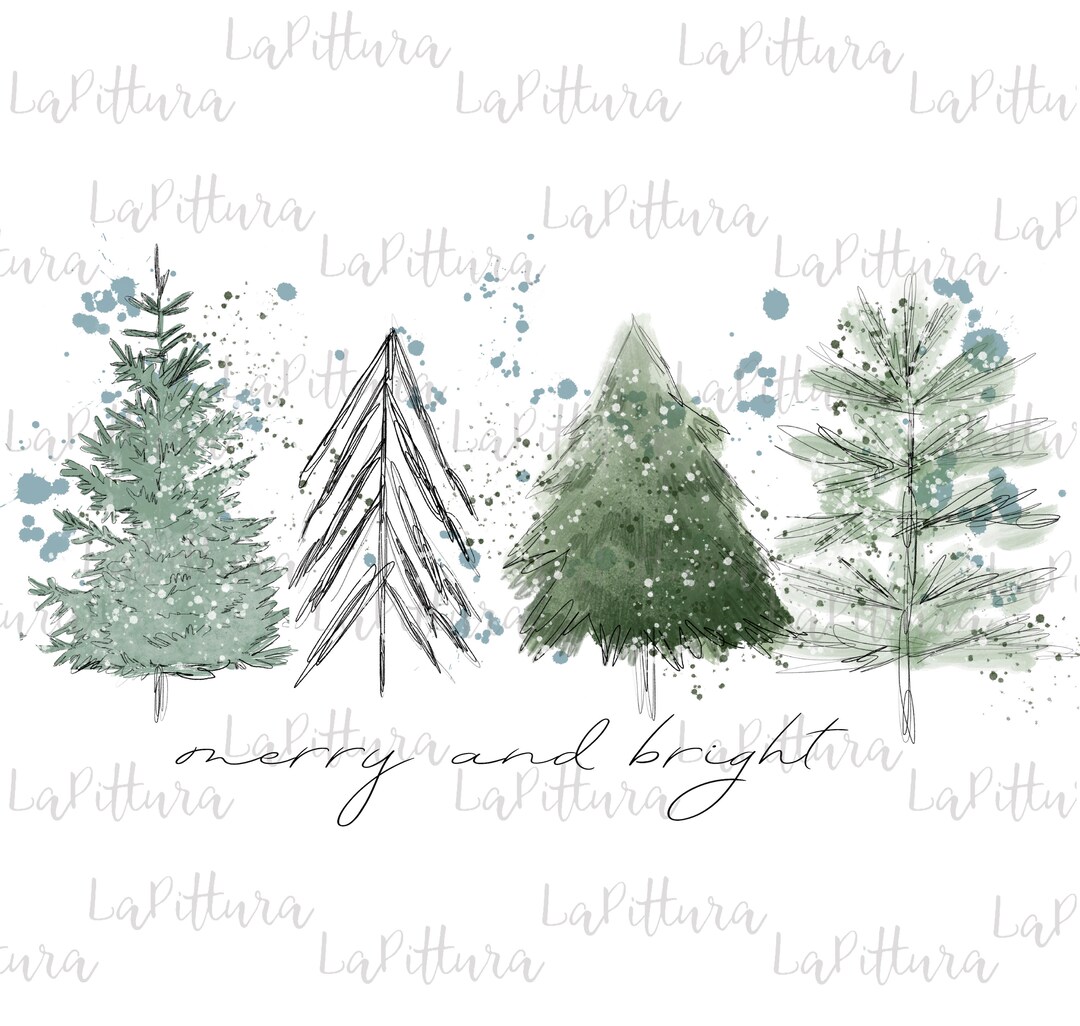 Merry and Bright Christmas Tree Ornaments PNG, Digital Download ...