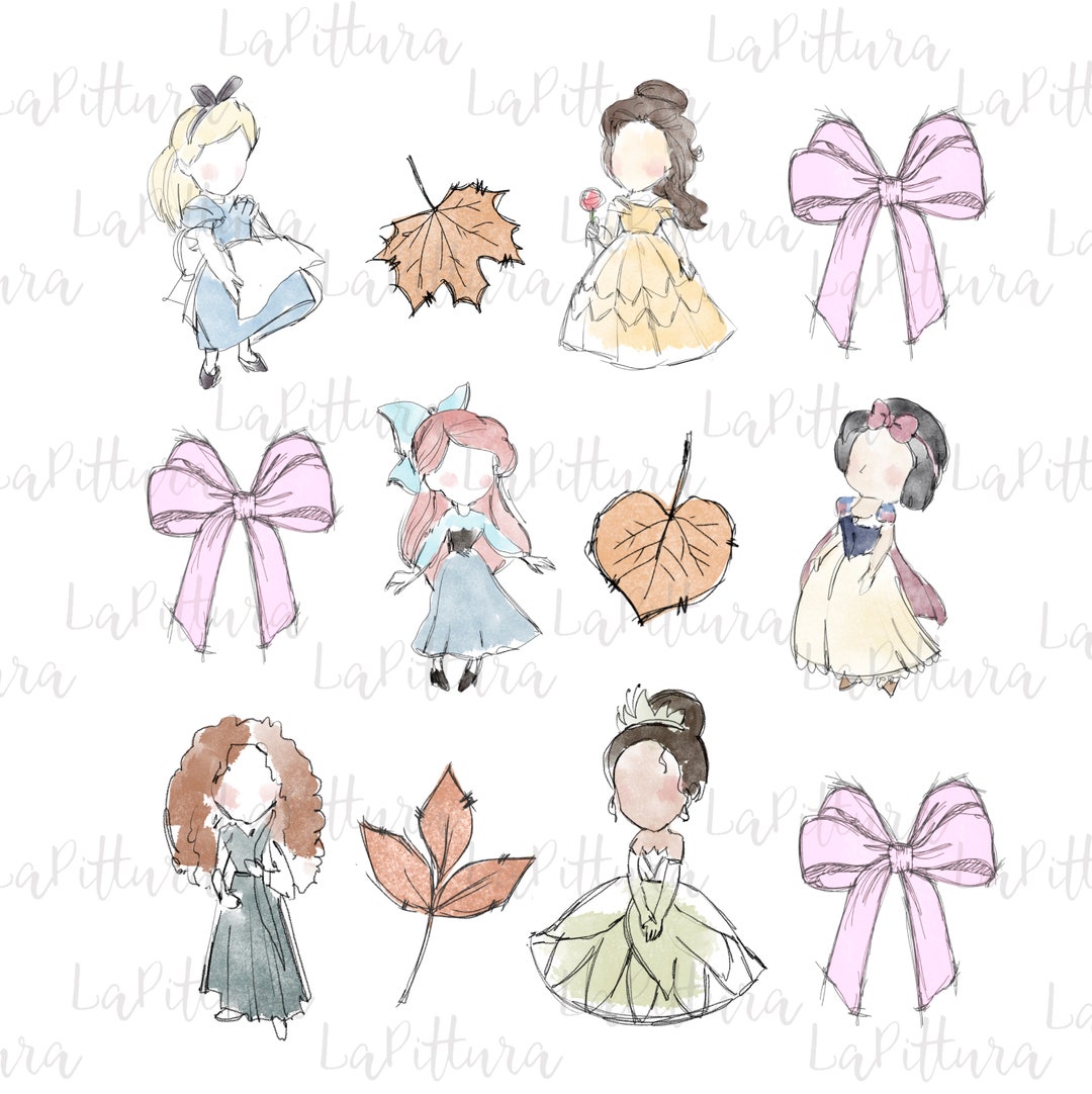 Watercolor Fall Princess PNG, Bows Png, Clipart, All Princess Printable ...