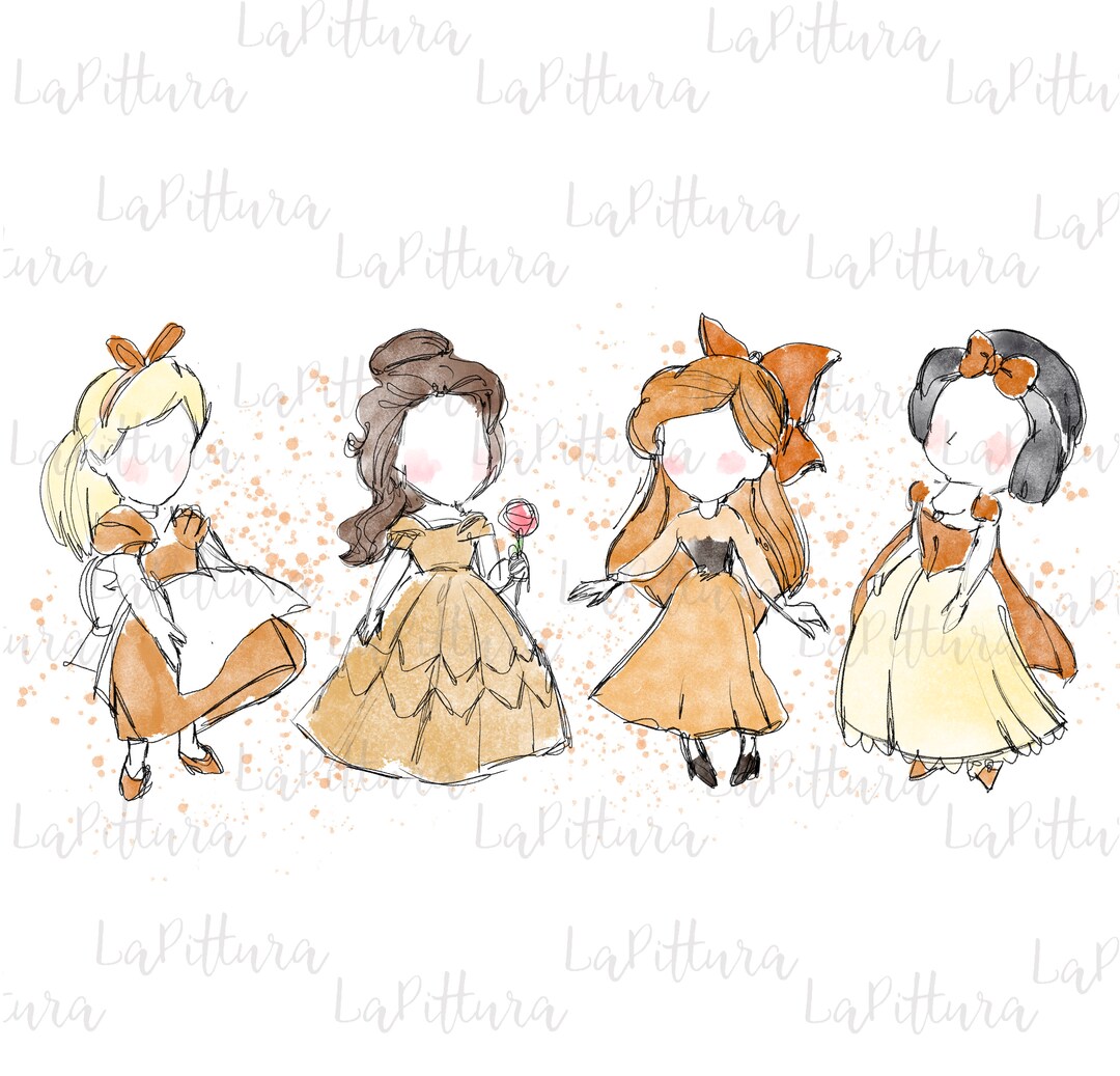 Fall Png Bundle, Watercolor Princess PNG, Princess Clipart, All ...