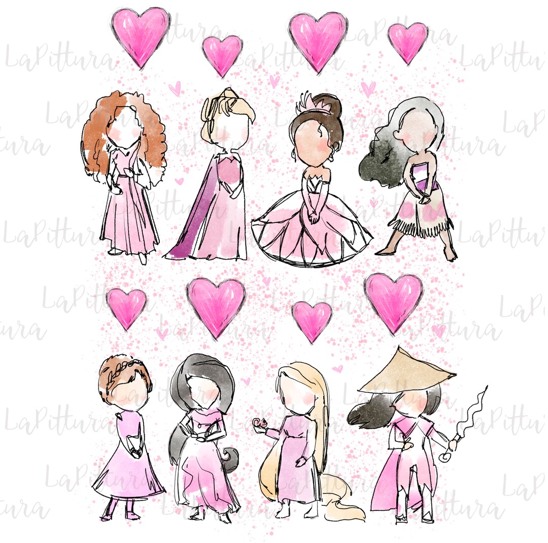 Pink Princess Png, Valentine's Day Png Bundle, Clipart Printable ...