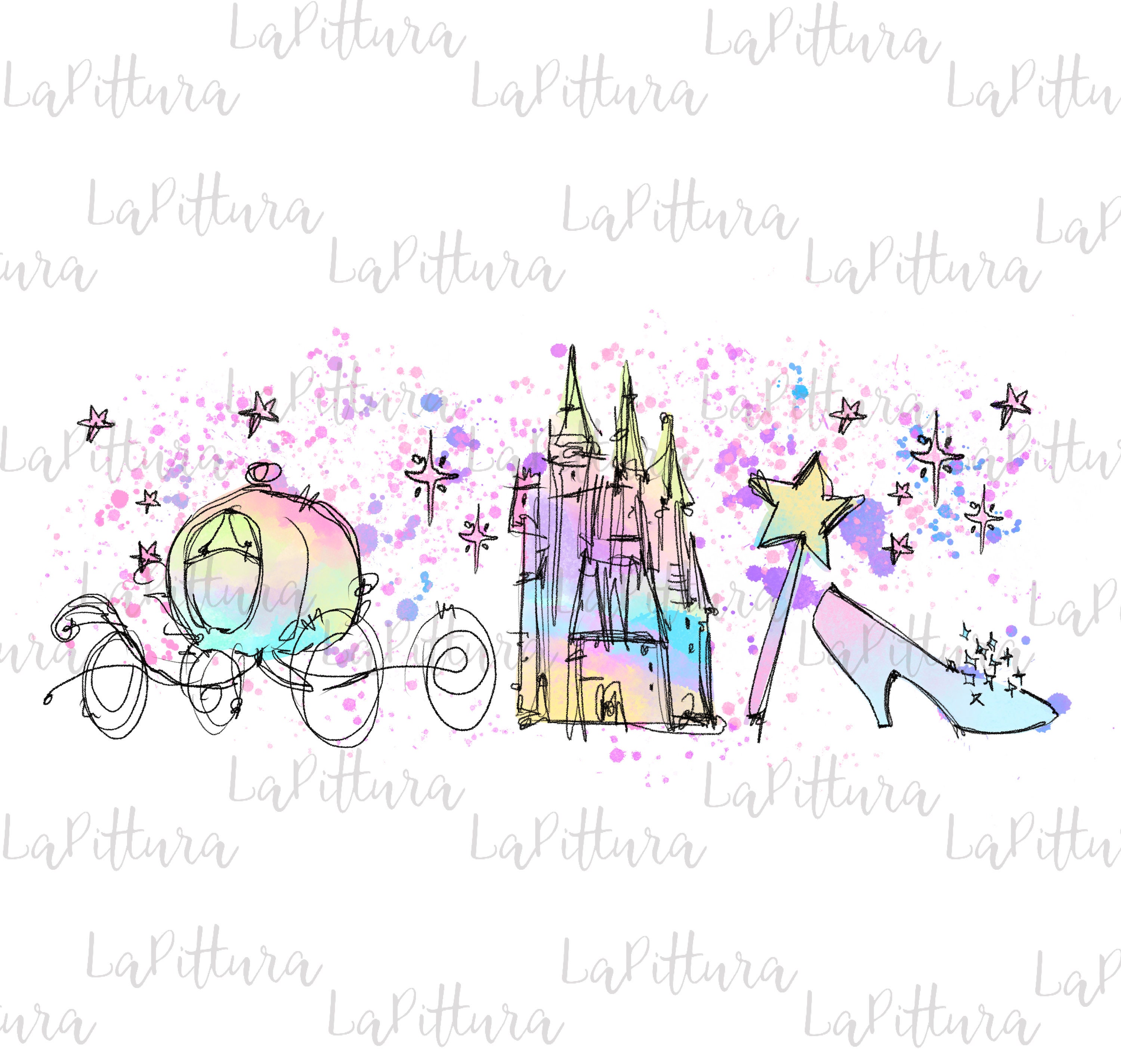 Princess Clipart, All Princess Watercolor Princess PNG, Printable ...
